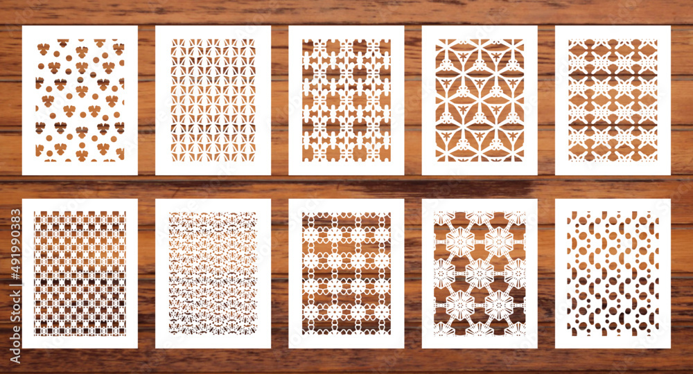 Set of 10 laser cut cnc cut template, stencil Stock Vector | Adobe Stock