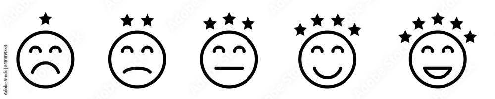 Customer experience vector icon . 1 to 5 star satisfaction rating ...