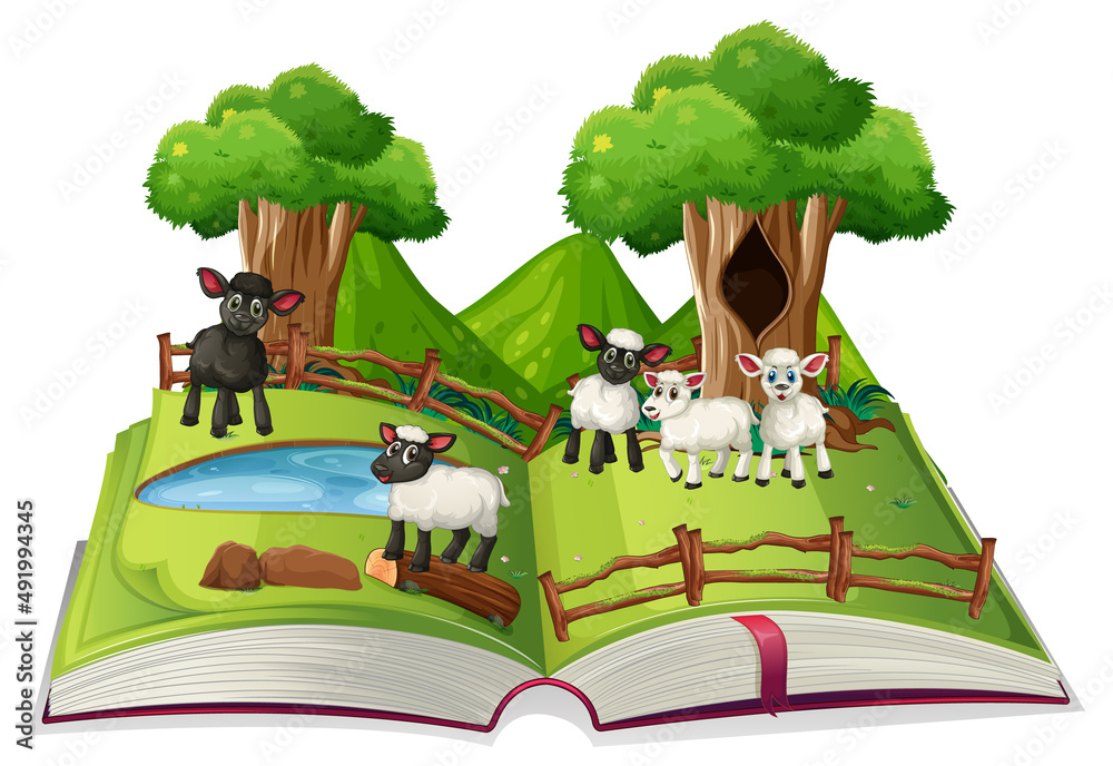 Open book forest theme on white background Stock Vector | Adobe Stock