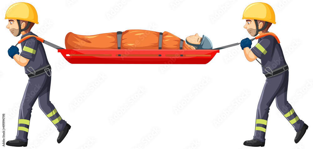 Rescue using stretcher on white background Stock Vector | Adobe Stock