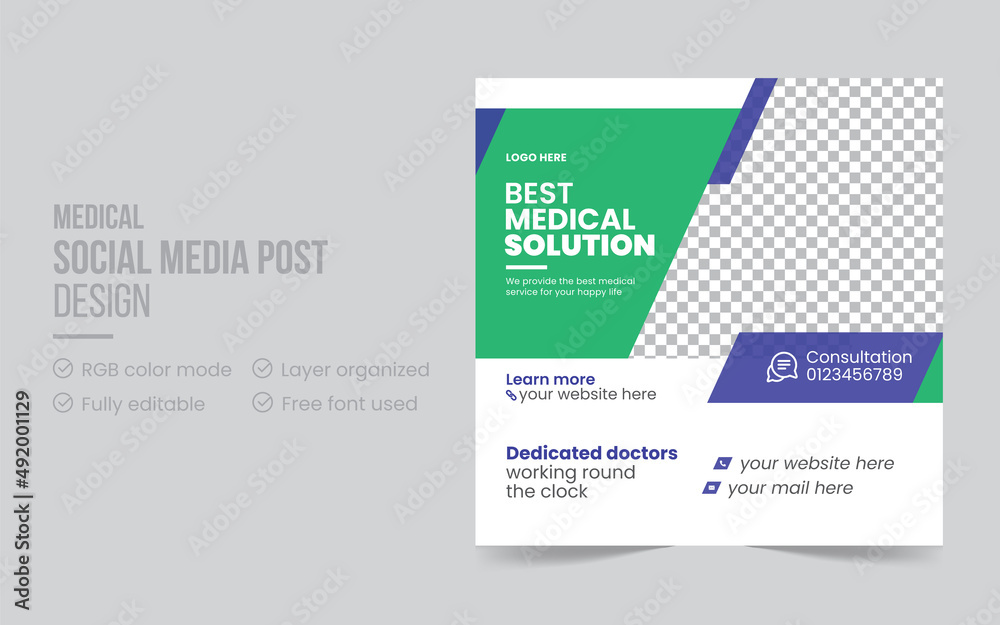 Health doctor social media post banner. Medical Health banner. Modern ...