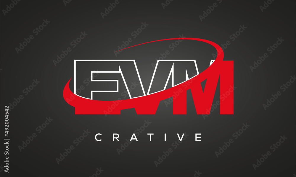 EVM creative letters logo with 360 symbol vector art template design ...