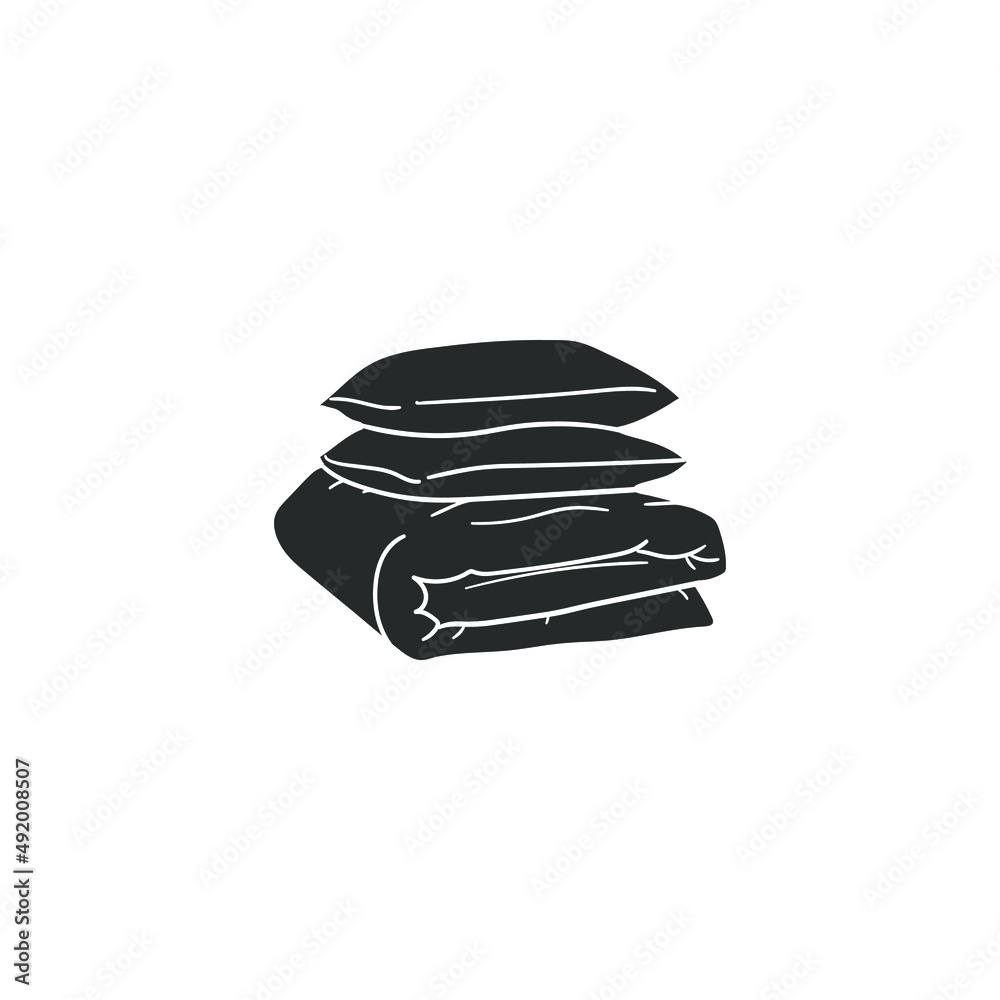 Bedding Icon Silhouette Illustration. Folded Textile Clean Vector ...