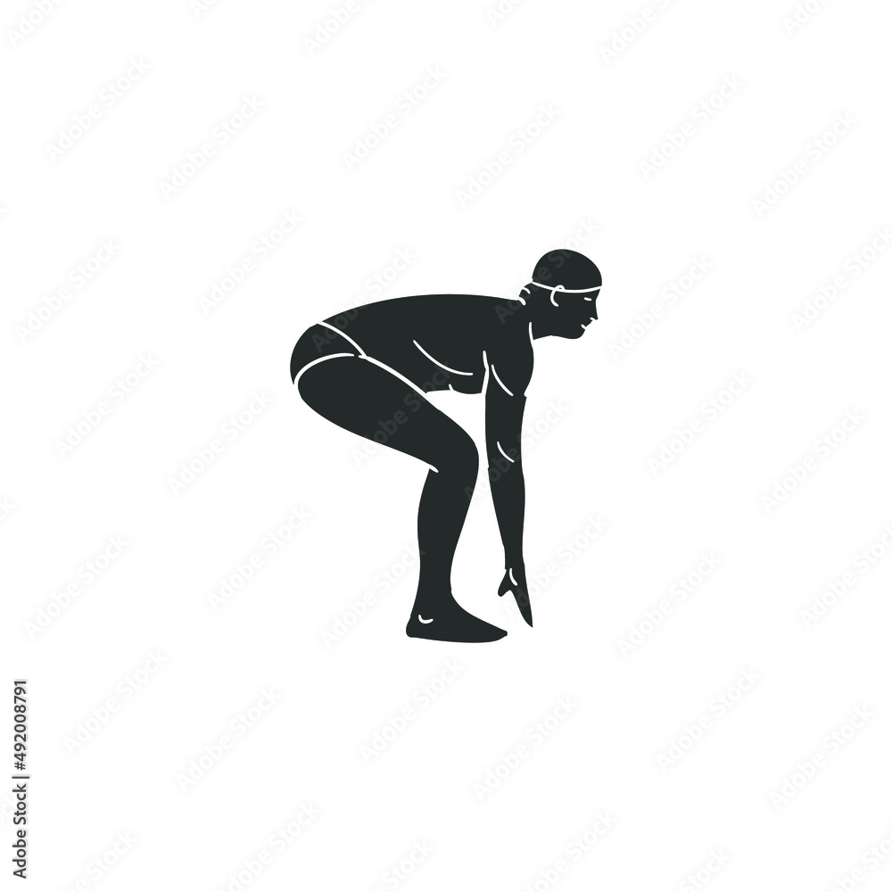 Swimmer Jump Icon Silhouette Illustration. Sport Athlete Workout Vector ...