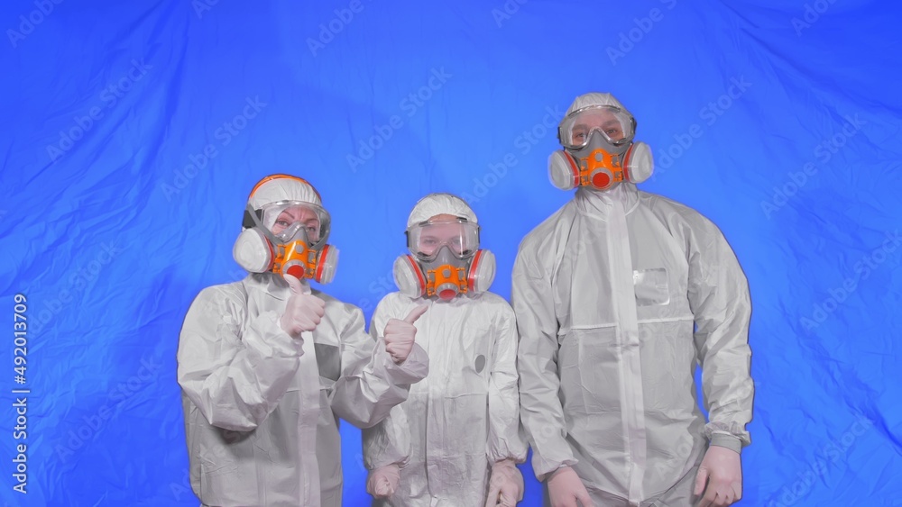 The family shield protect, to save life from virus. Slow motion. People ...