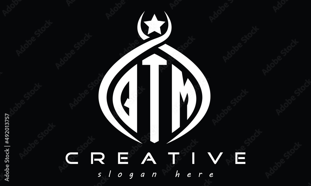 QTM curved oval three letters monogram initial geometric minimalist ...