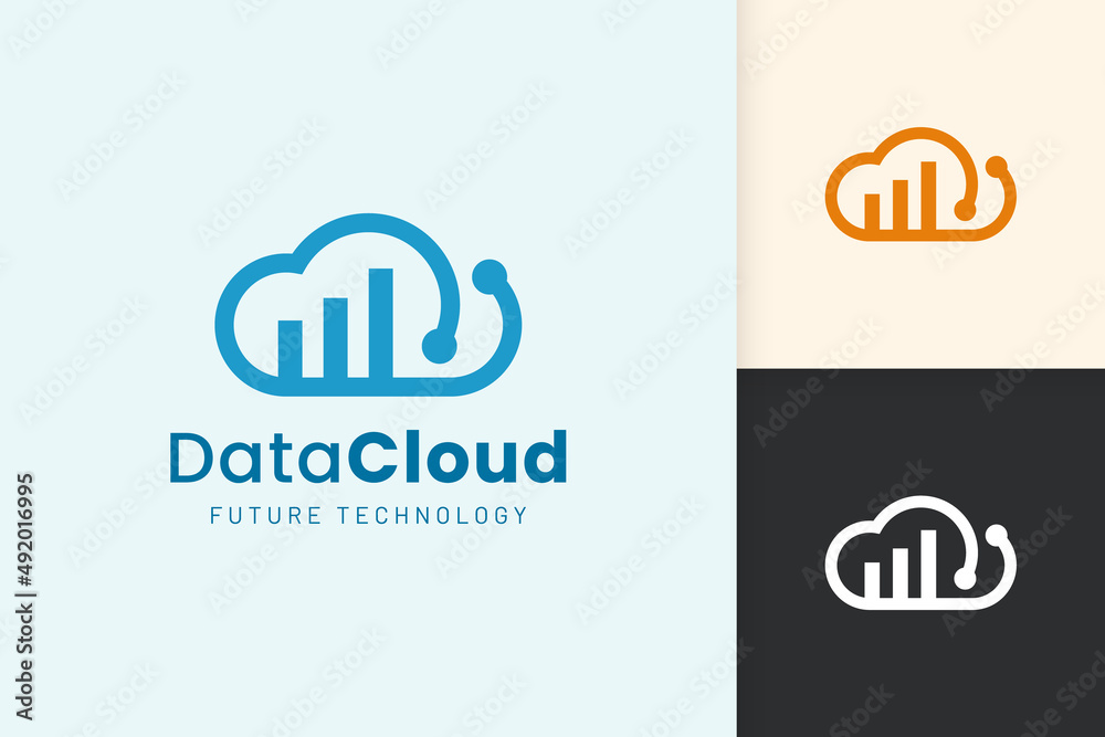 Cloud or Data Logo in modern style with blue color Stock Vector | Adobe ...