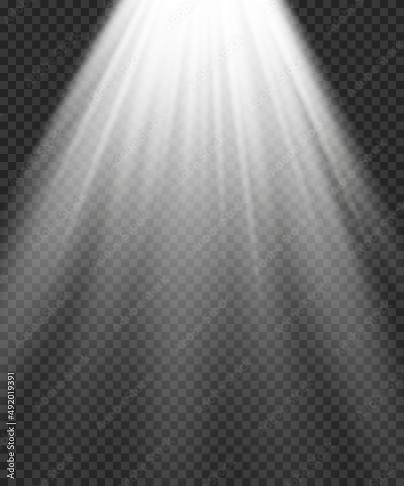 Realistic sun rays. light effect. Warm glow effect. The sun, a ray of ...