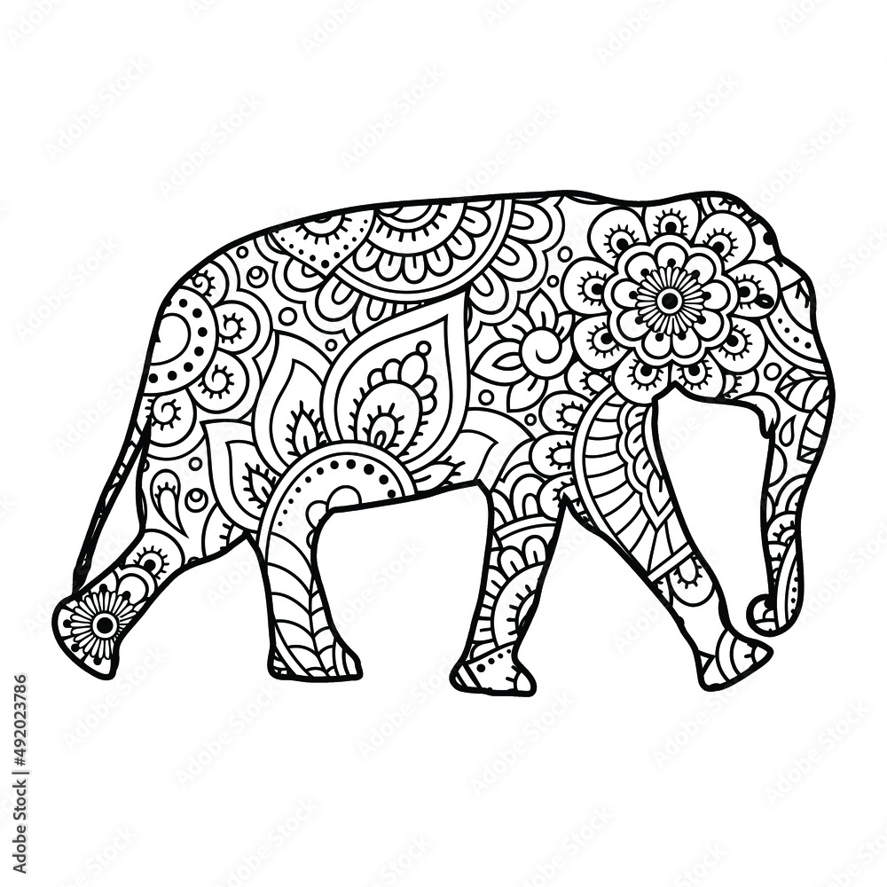 Elephant Mandala Coloring Coloring Pages