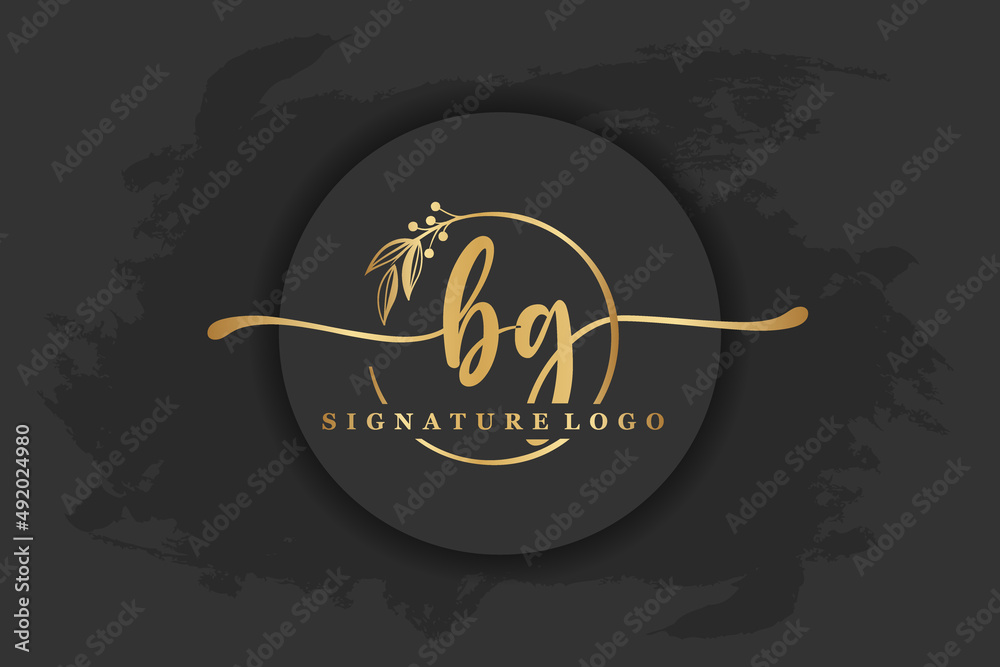 golden signature logo for initial letterLetter bg. Handwriting vector ...