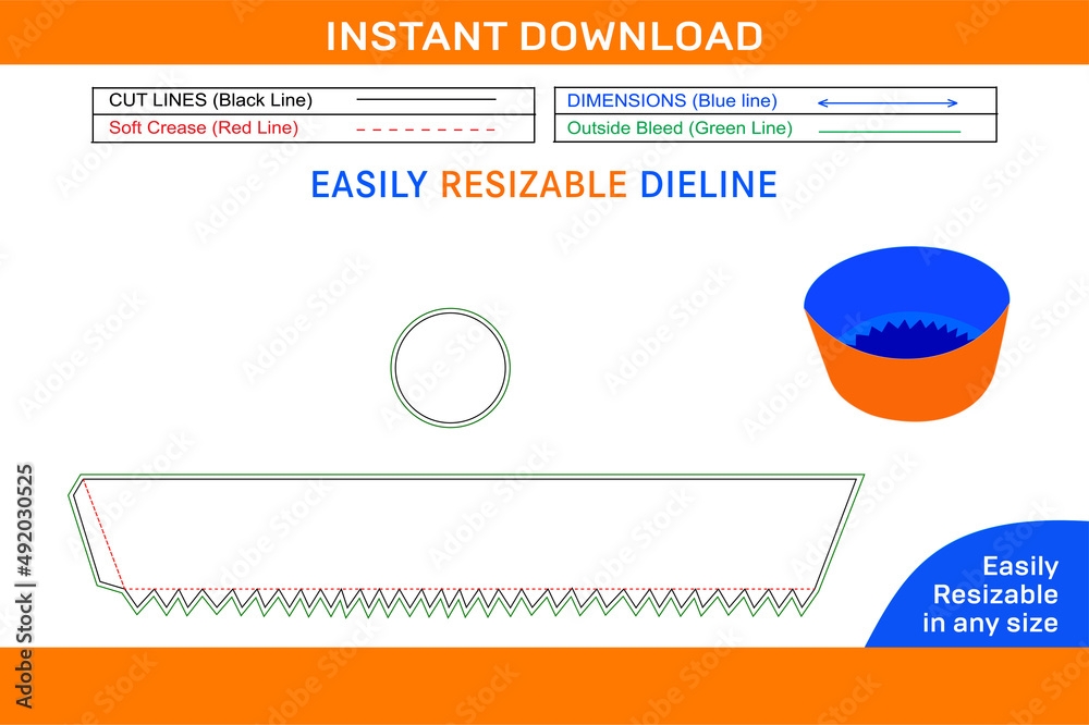 Circle box dieline template and 3D box design Stock Vector | Adobe Stock