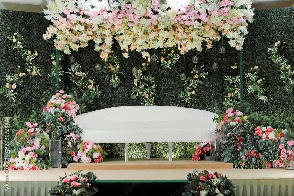 Bridal dais, wedding stage decoration built for the bride and groom on ...