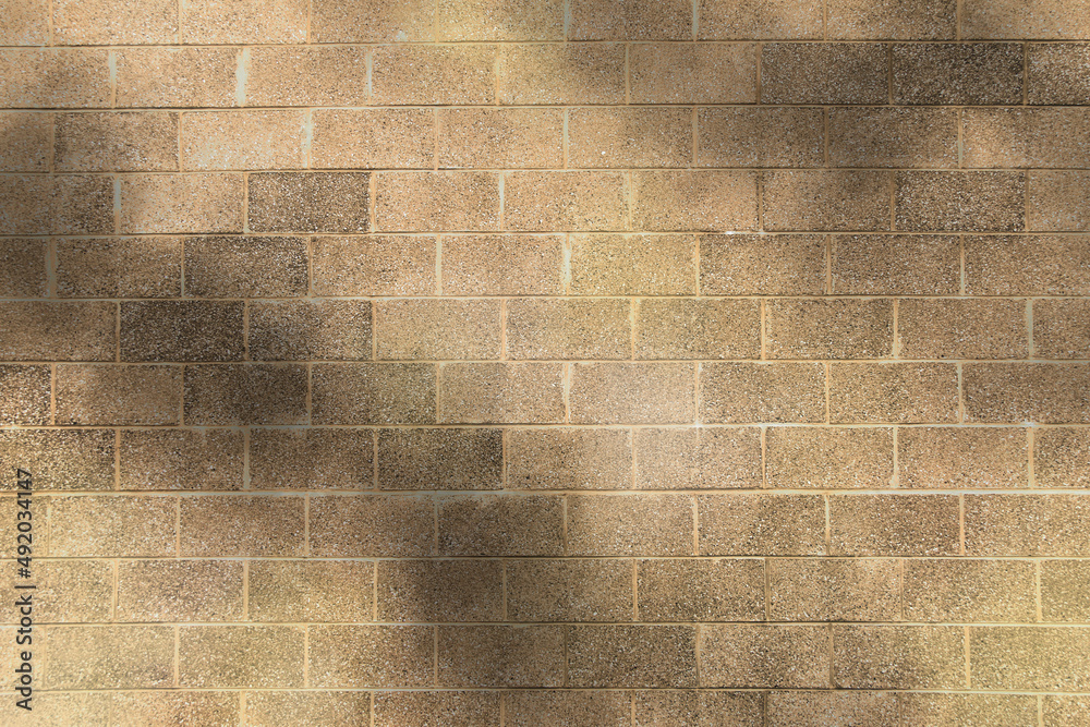 closeup shadows brick block alley wall evening shadow casting night ...