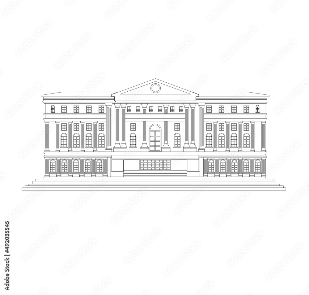 DRAWING OF HISTORICAL BUILDINGS OF VENICE, ANCIENT ITALIAN ARCHITECTURE ...