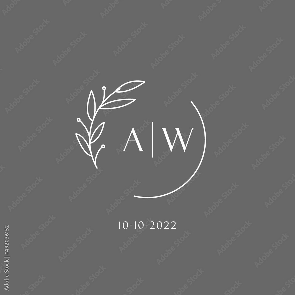 Letter AW wedding monogram logo design ideas Stock Vector | Adobe Stock