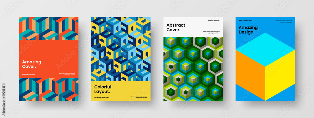 Modern magazine cover vector design layout collection. Multicolored ...