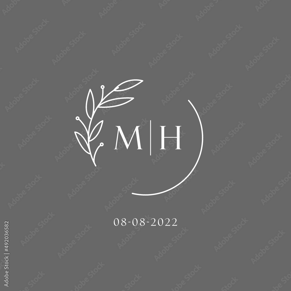 Letter MH wedding monogram logo design ideas Stock Vector | Adobe Stock