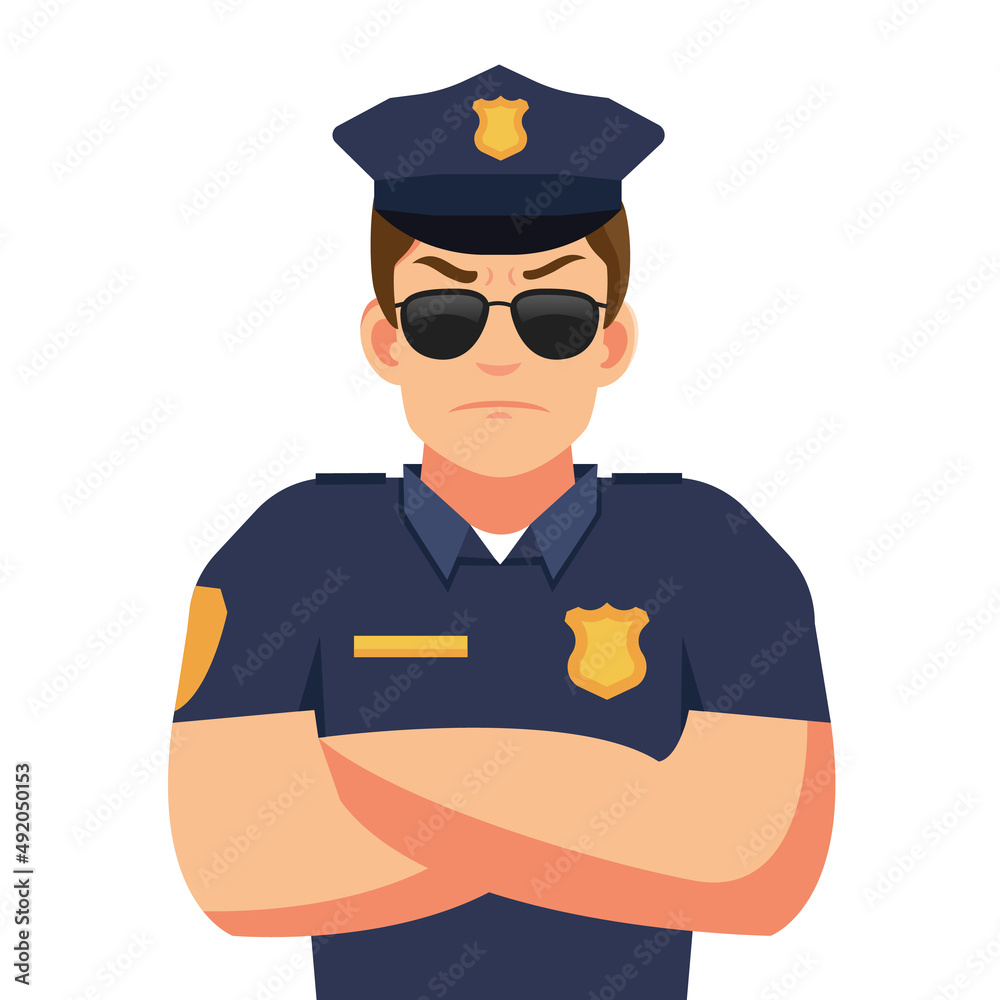 Policeman character isolated on white background. Police character ...