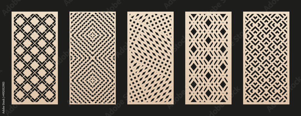 Laser cut pattern set. Vector collection of cutting templates with ...