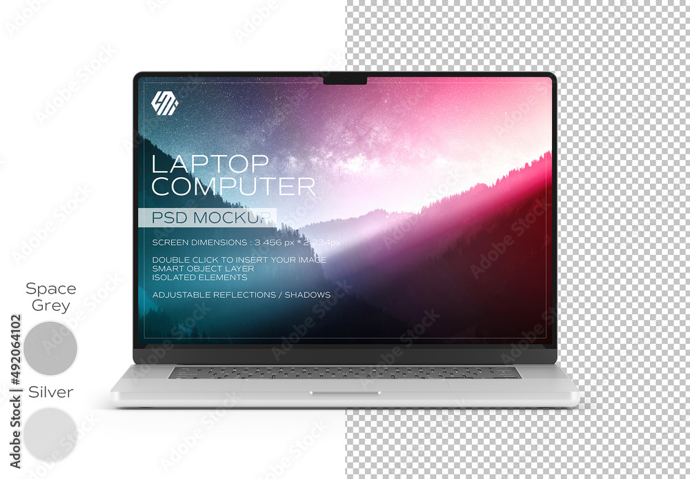 Laptop Computer Mockup Isolated on White Stock Template | Adobe Stock
