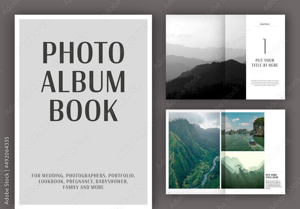 Photo Album Book Layout Stock Template | Adobe Stock