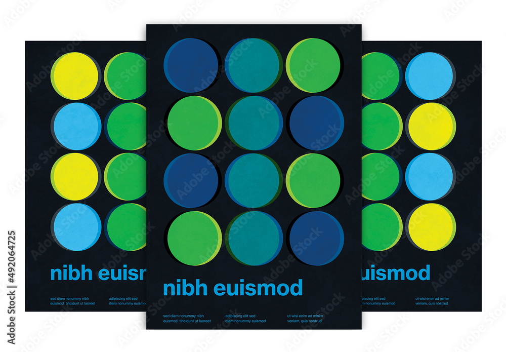 Minimalistic Geometric Poster Layout with Colorful Circles Shape Stock ...
