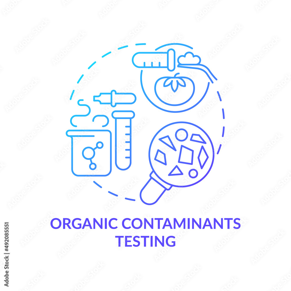 Organic contaminants testing blue gradient concept icon. Analysis ...