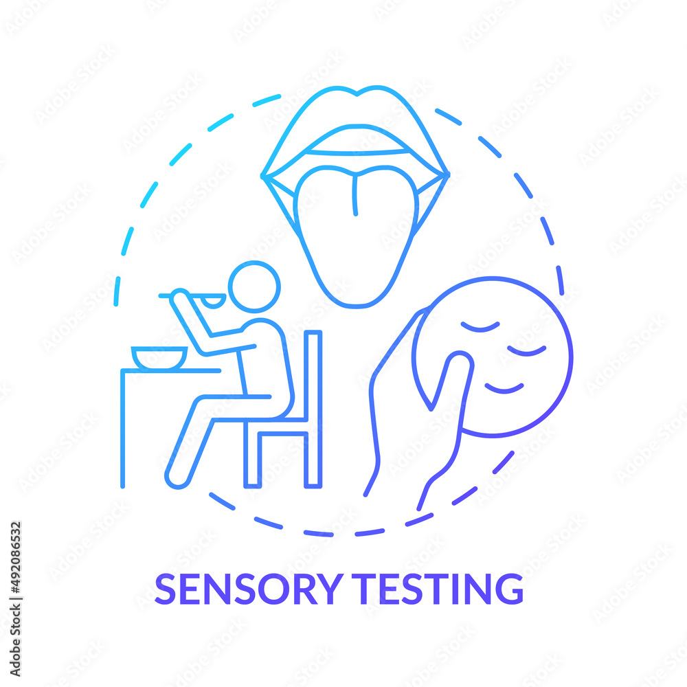 Sensory testing blue gradient concept icon. Food samples evaluation ...