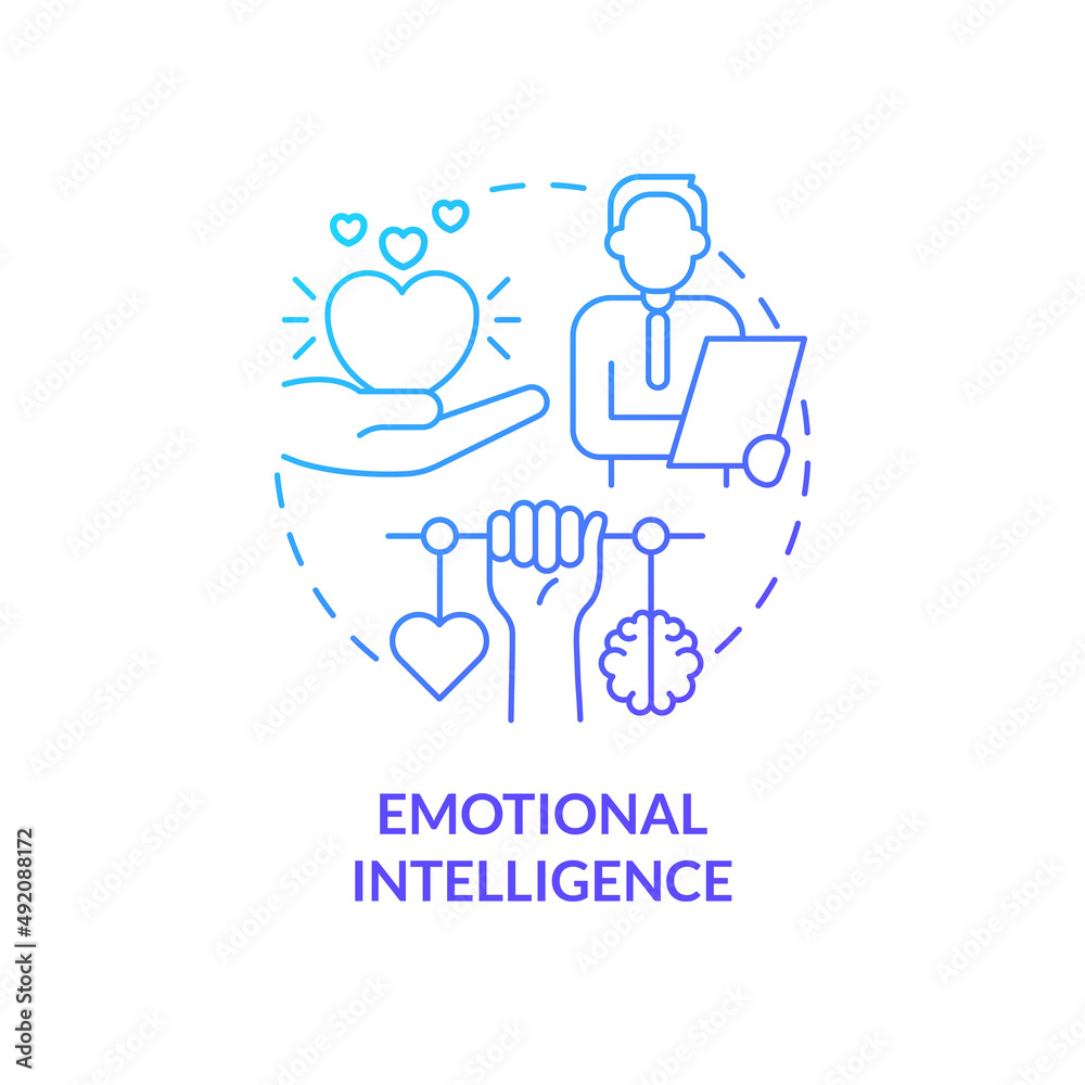Emotional intelligence blue gradient concept icon. Communicate ...