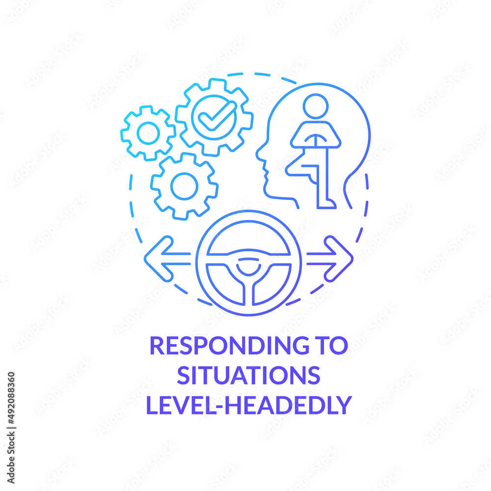 Responding to situations level-headedly blue gradient concept icon ...