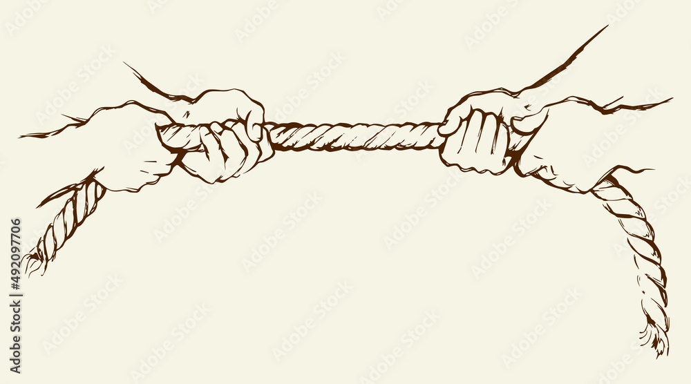 Tug of war. Vector drawing Stock Vector | Adobe Stock