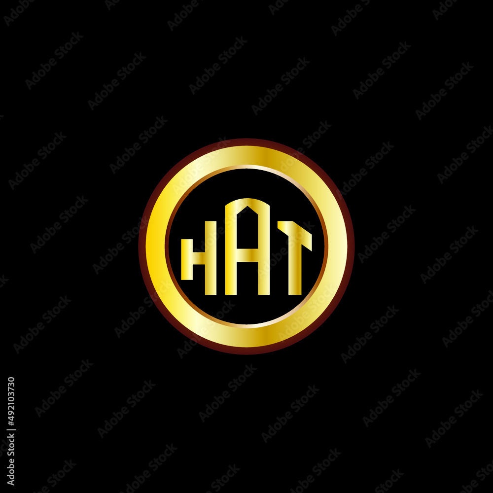 HAT letter circle logo design. HAT letter logo design with black ...