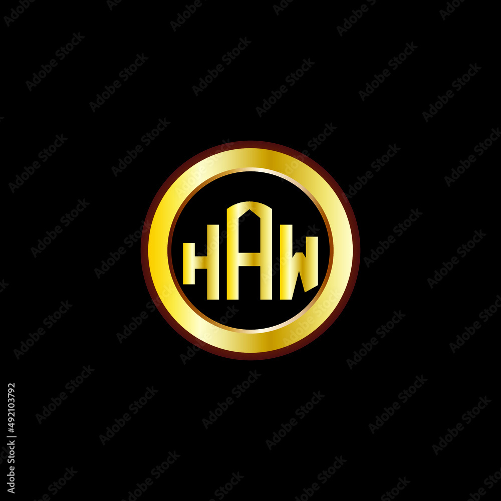 HAW letter circle logo design. HAW letter logo design with black ...