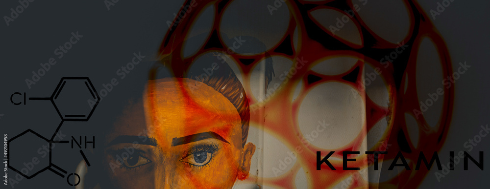 Ketamine. Dissociative ketamine. Chemical formula, molecular structure ...