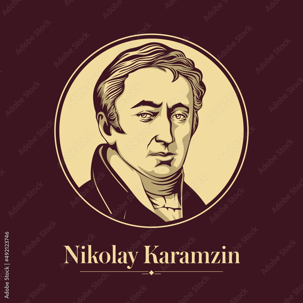 Vector portrait of a Russian writer. Nikolay Karamzin was a Russian ...