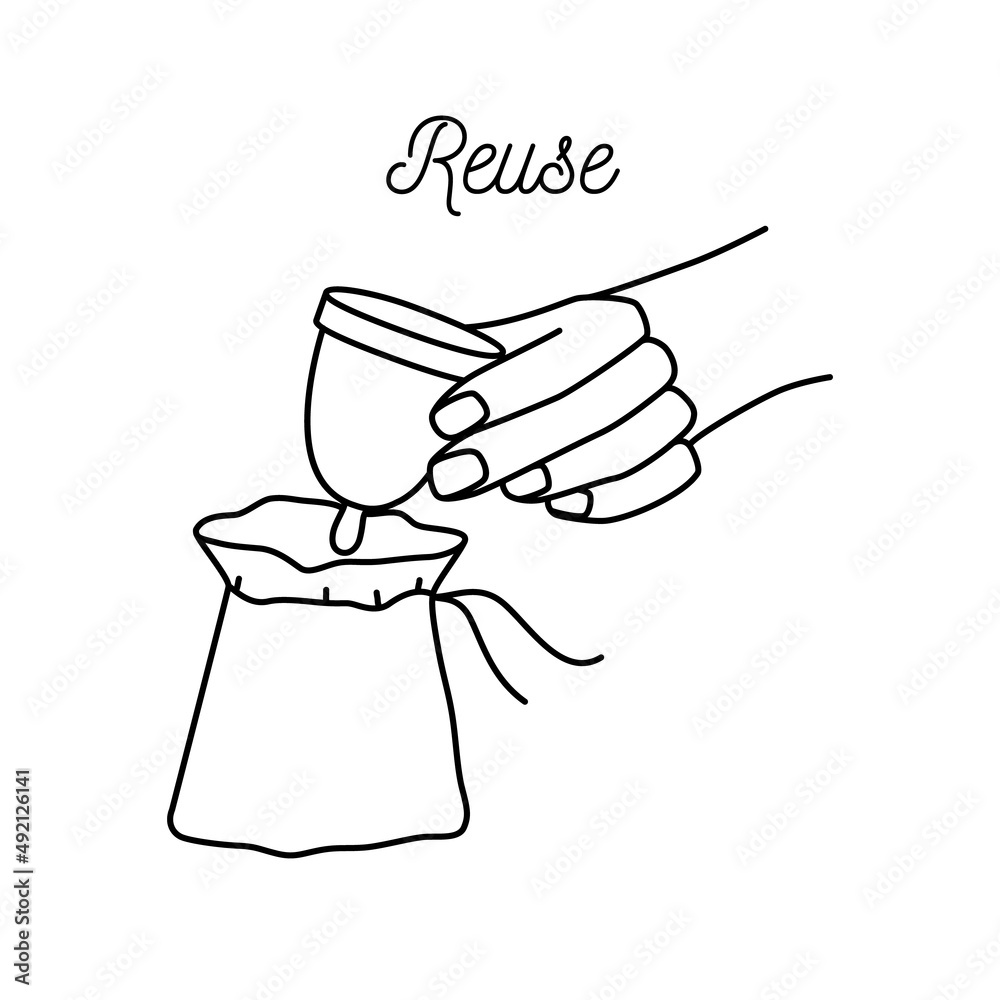 Vetor de Instruction how to use woman menstrual cup during periods ...