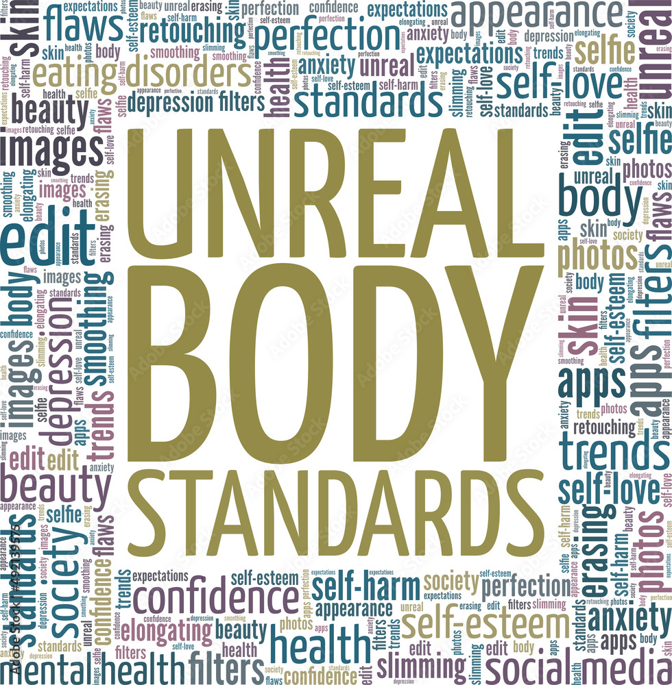 Unreal Body Standards conceptual vector illustration word cloud ...