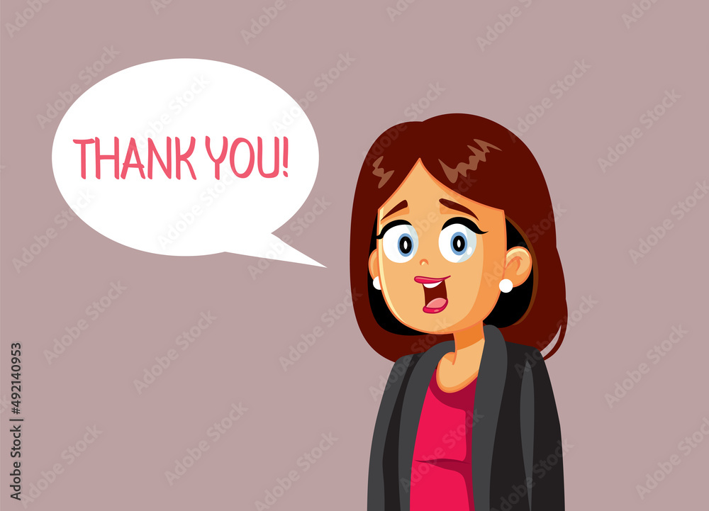 Woman Saying Thank You Vector Cartoon Illustration Stock Vector | Adobe ...