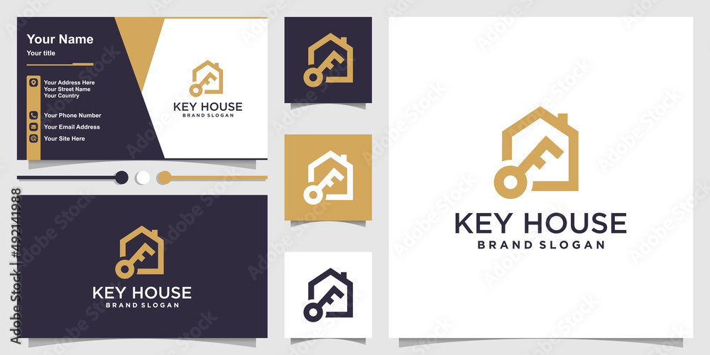 House logo design with creative key element concept Premium Vector ...