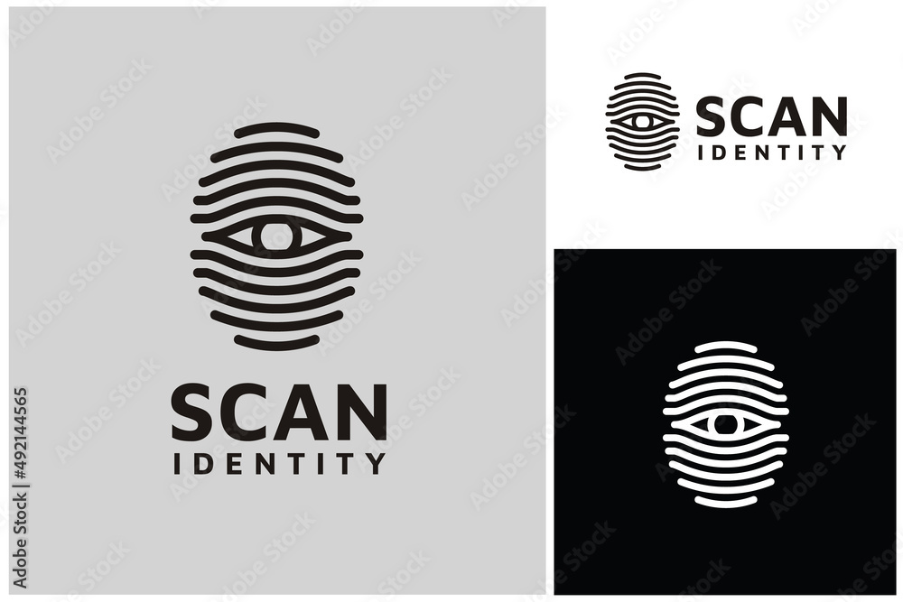 Fingerprint thumb scan identity verification access with eye modern ...
