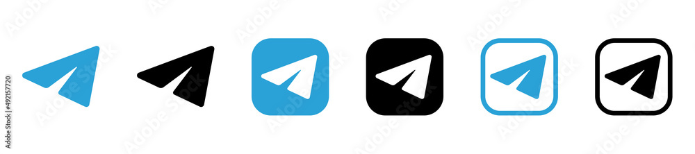 Telegram logo and icon printed on white background in different styles ...