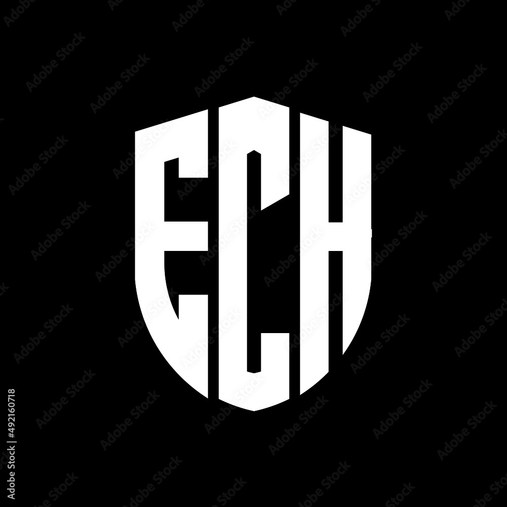 ECH letter logo design. ECH modern letter logo with black background ...