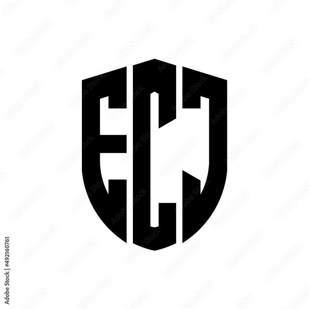 ECJ letter logo design. ECJ modern letter logo with black background ...