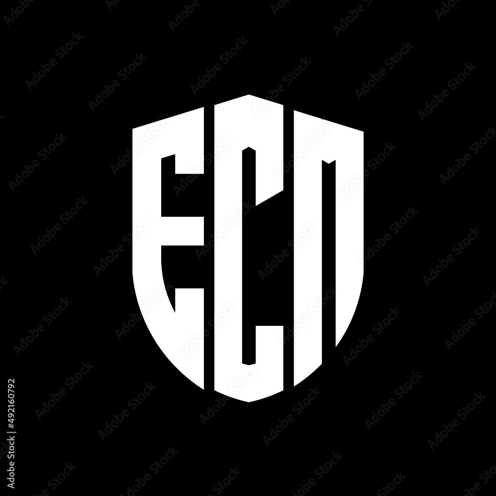 ECM letter logo design. ECM modern letter logo with black background ...