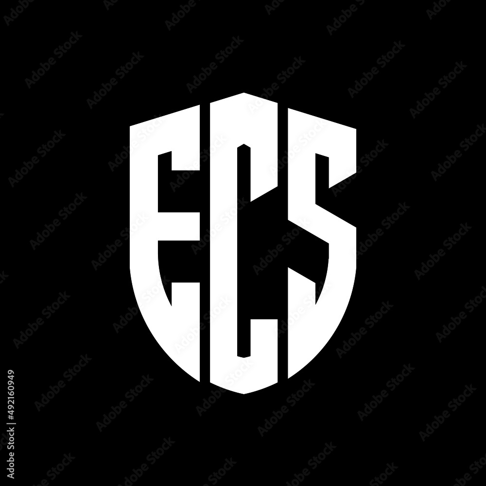 ECS letter logo design. ECS modern letter logo with black background ...