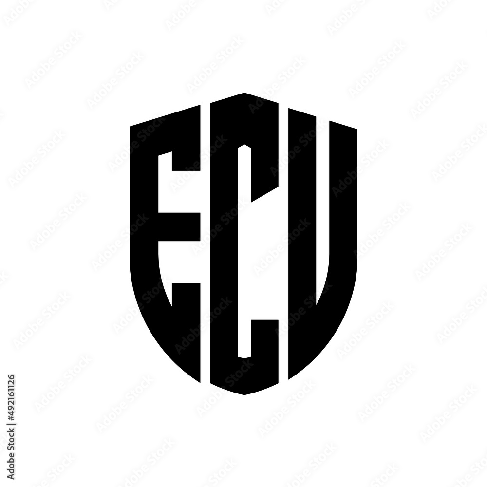 ECV letter logo design. ECV modern letter logo with black background ...