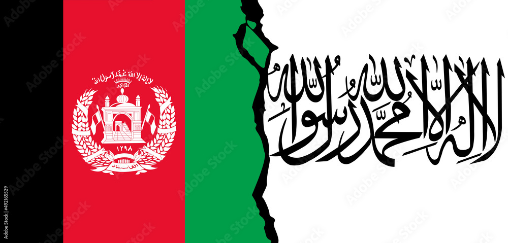 Afghanistan Vs Taliban On Going Conflict Representation with Flags and ...
