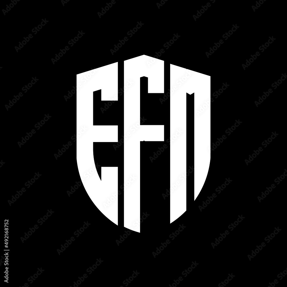 EFM letter logo design. EFM modern letter logo with black background ...