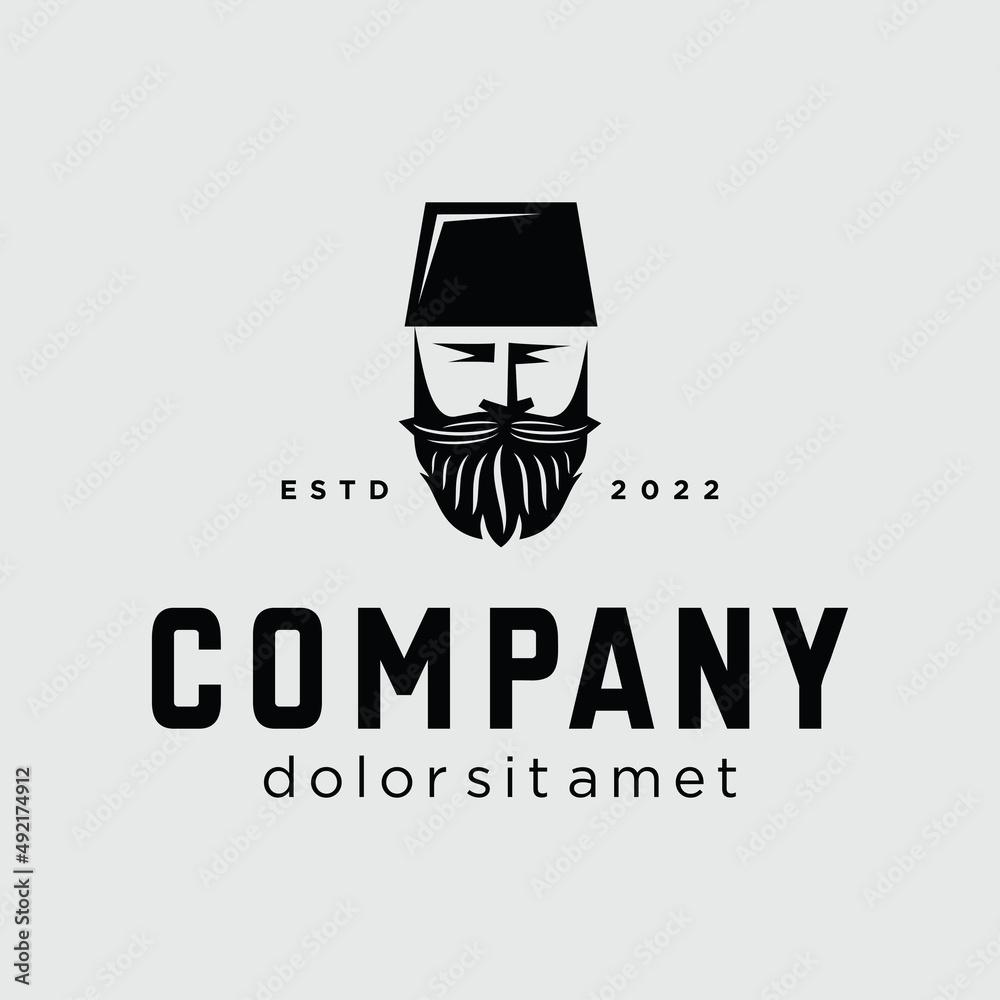 Head Sultan Logo mascot silhouette black Design Vector Stock Stock ...