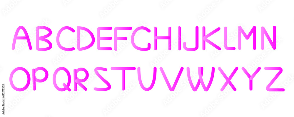 Gradient pink letters of the Latin alphabet. Happy birthday banner text ...